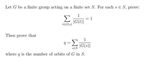 Solved Let G Be A Finite Group Acting On A Finite Set S For Chegg Com