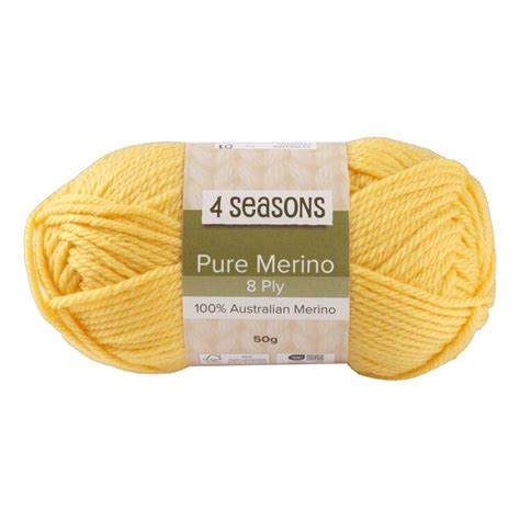 4 Seasons 8 Ply Pure Merino 50g Yarn Pineapple Spotlight Australia