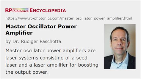 Master Oscillator Power Amplifier Mopa High Power Laser System