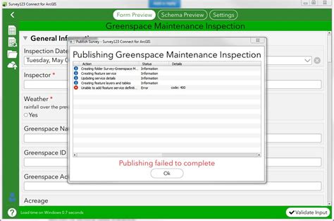 Solved Publish Error Code 400 Esri Community