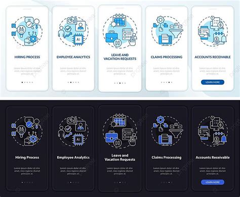 Onboarding Mobile App Screen Day And Night Mode Of Business Automation Vector Human Resource