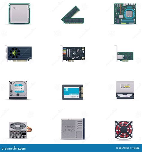 Vector Computer Parts Icon Set Royalty Free Stock Images Image 28679859