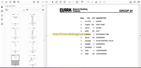 Clark C500 Y 800ch Container Handler Lift Truck Parts Manual X177