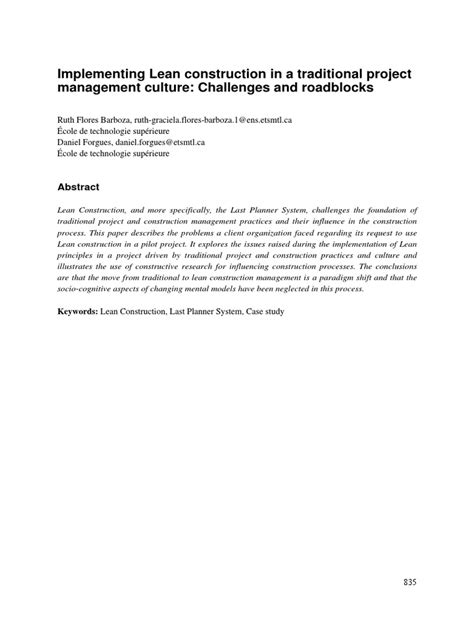 implementing lean construction in a traditional project management culture challenges and