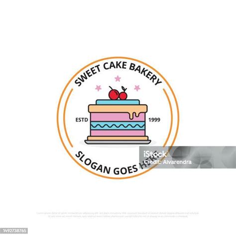 달콤한 케이크 베이커리 로고 디자인 벡터 플랫 디자인 음식 간판 기호 달콤한 케이크 로고 디자인 벡터 브랜드 아이덴티티에 가장 적합 개념에 대한 스톡 벡터 아트 및 기타