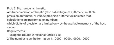 Solved Prob 2 Big Number Arithmetic Arbitrary Precision