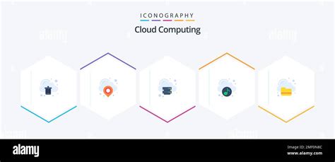 Cloud Computing 25 Flat Icon Pack Including Folder Music Cloud Multimedia Cloud Stock Vector