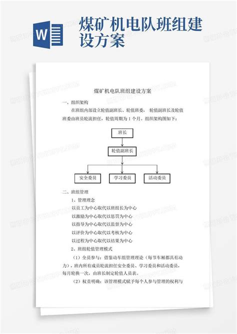 煤矿机电队班组建设方案 Word模板下载 编号lnormebd 熊猫办公