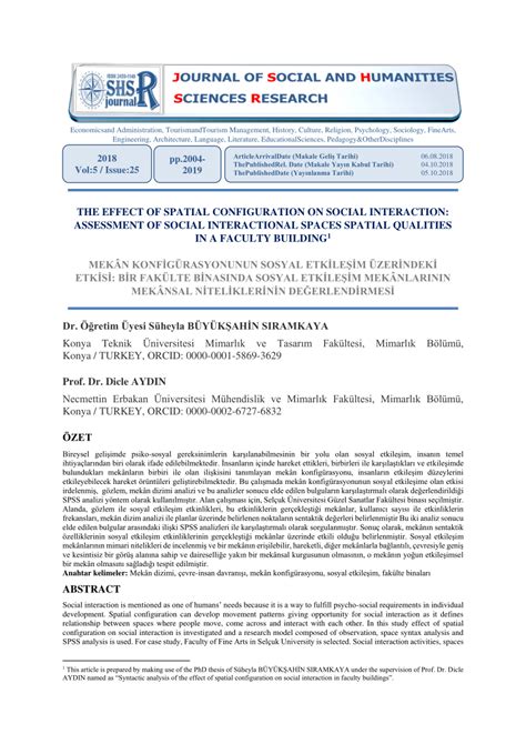 Pdf The Effect Of Spatial Configuration On Social Interaction Assessment Of Social