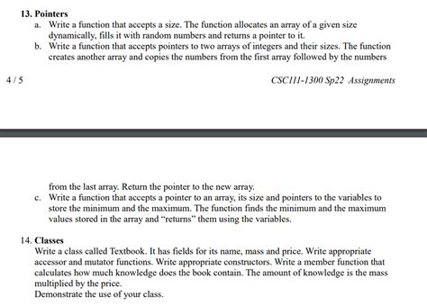 Solved 13 Pointers A Write A Function That Accepts A Size