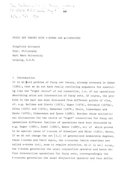Pdf Fuzzy Set Theory With T Norms And Phi Operators