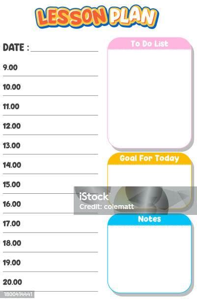Printable Simple Lesson Plan Note Template Stock Illustration Download Image Now Art