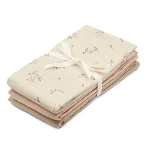 Muslin Cloth 3 Pack Gots Mix Ashley Coral Latte