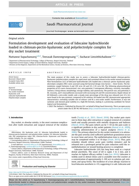 Pdf Formulation Development And Evaluation Of Lidocaine Hydrochloride Loaded In Chitosan