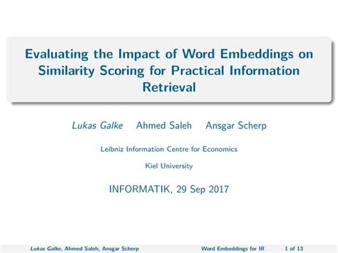 Evaluating The Impact Of Word Embeddings On Similarity Scoring In