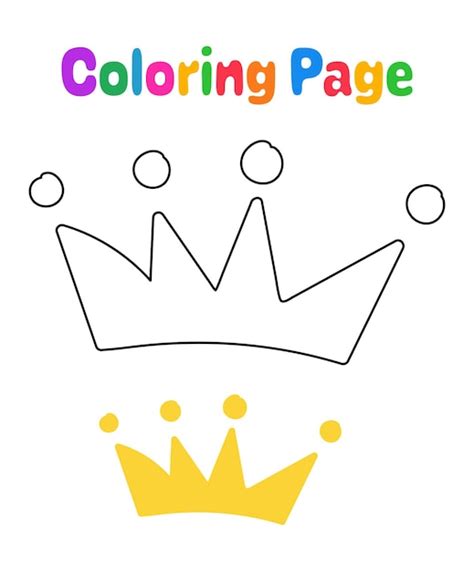 아이들을 위한 왕관이 있는 색칠 공부 페이지 프리미엄 벡터