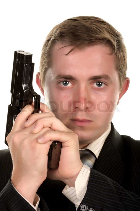 Men With Gun Stock Image Colourbox