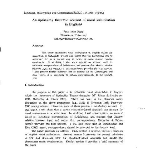 An Optimality Theoretic Account Of Nasal Assimilation In English Acl