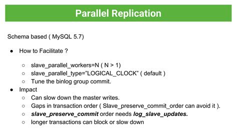 Evolution Of Mysql Parallel Replication Ppt
