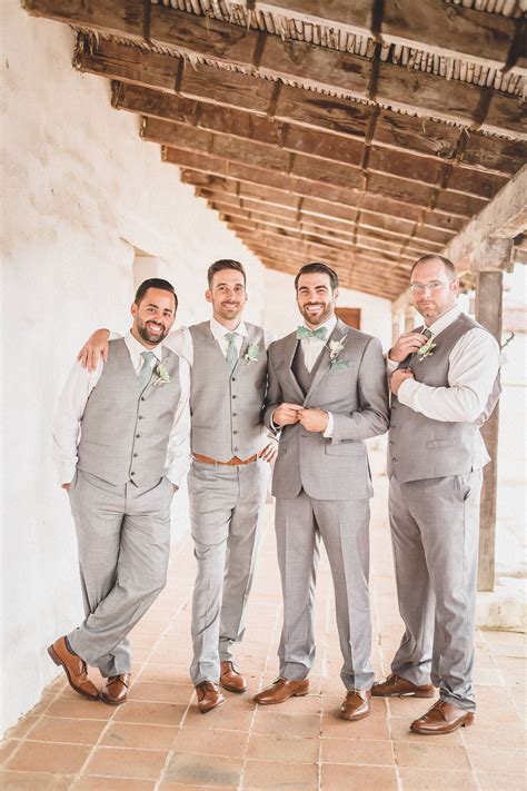 Brown Shoes Light Grey Suits Sage Green Ties Groomsmen Style Wedding Fashion Rewind