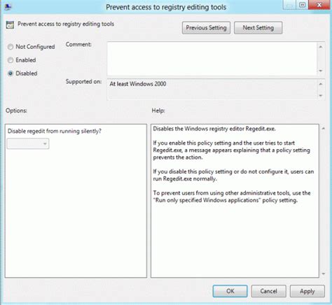 Disable Registry Editor In Windows 8