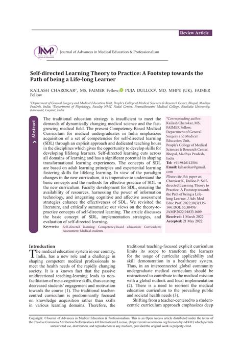 Pdf Self Directed Learning Theory To Practice A Footstep Towards The Pdf Self Directed Learning Theory To Practice A Footstep Towards The