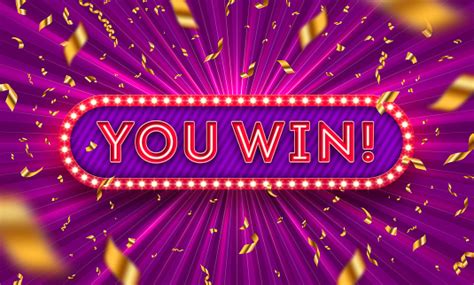 당신이 이겼어요 빛 버스트 배경에 네온 빛 복고풍 간판과 황금 호일 색종이 벡터 그림입니다 당신이 이겼어요 전구 프레임 간판 당신은 로고를 이긴다 승리 동작 활동에 대한