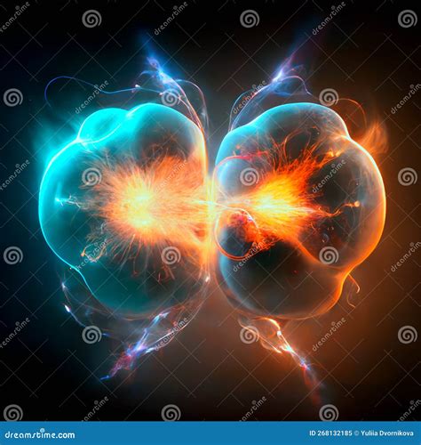 Subatomic Particle Collision Illustration Nuclear Fusion Concept Stock Illustration