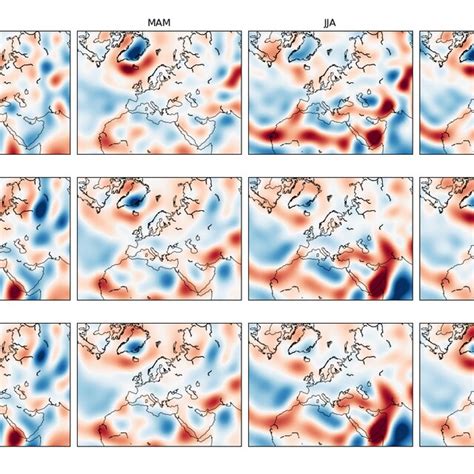 Seasonal Averages Of Coarse Scale Vorticity Computed Over A 10 Year