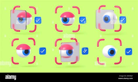 Iris Recognition System 3d Render Set Of Human Eye From Different
