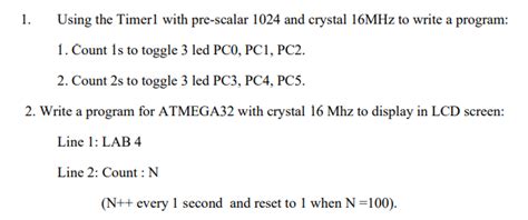1 Using The Timerl With Pre Scalar 1024 And Crystal