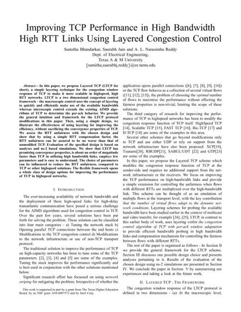 improving tcp performance in high bandwidth high rtt links