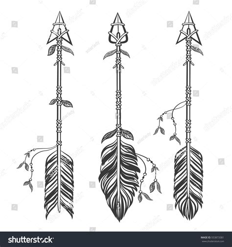 Set Ethnic Arrows Feathers Boho Style Stock Vector Royalty Free Shutterstock