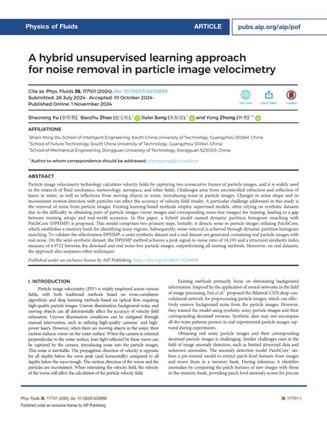 A Hybrid Unsupervised Learning Approach For Noise Removal In Particle Image Velocimetry