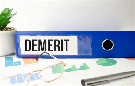 premium photo demerit word on the blue folder business concept