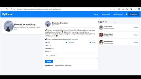 Bhoomika C On Linkedin Webdevelopment Internship
