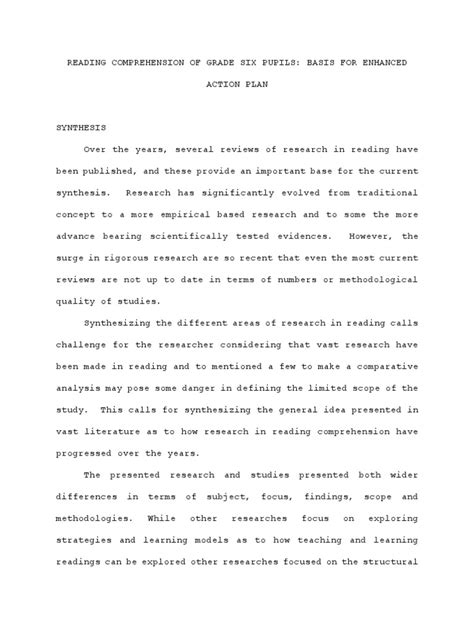 Reading Comprehension Synthesis Pdf Reading Comprehension Reading