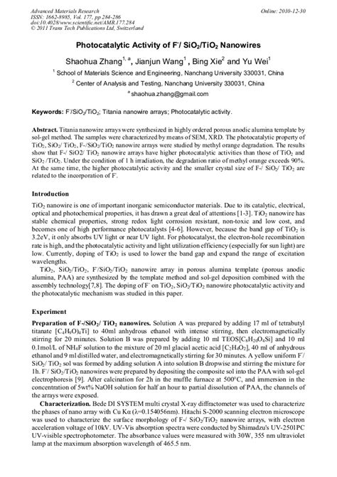 photocatalytic activity of f sio2 tio2 nanowires scientific