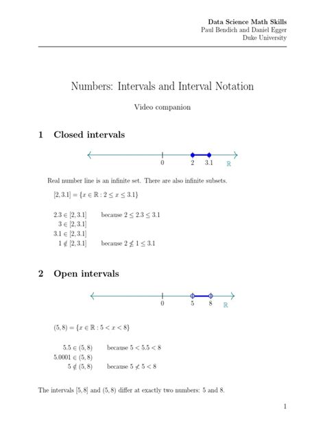 Numbers Intervals And Interval Notation Download Free Pdf Interval