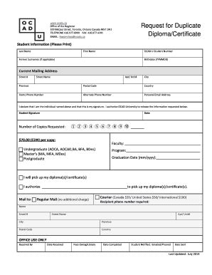 Fillable Online Duplicate Diploma Certificate Fax Email Print PdfFiller