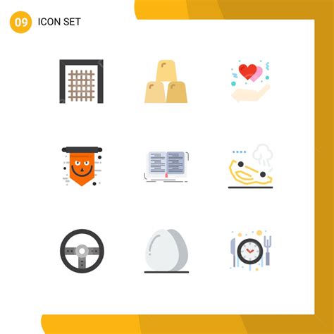 Colorful Editable Text Vector Art Png Editable Vector Line Pack Of 9 Simple Flat Colors Of Book