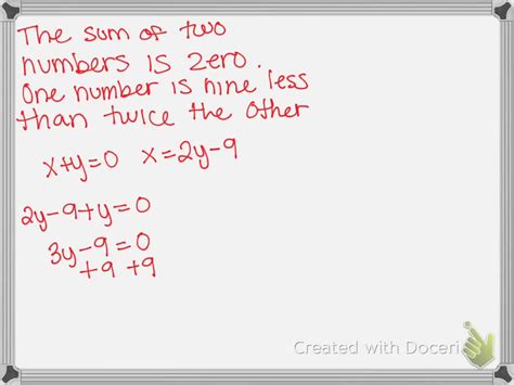 Solve Each Number Word Problem The Sum Of Two Numbers Is Zero One