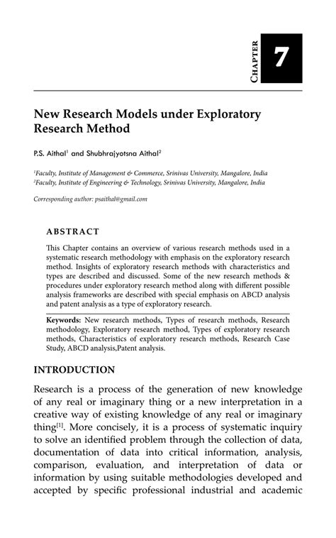 Pdf New Research Models Under Exploratory Research Method