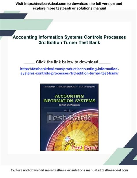 Accounting Information Systems Controls Processes 3rd Edition Turner Test Bank Pdf