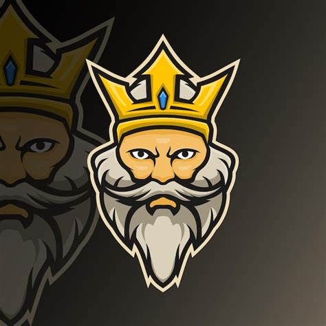 킹 헤드 마스코트 로고 템플릿 프리미엄 벡터