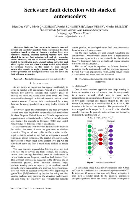 Pdf Ac Series Arc Fault Detection With Stacked Autoencoders