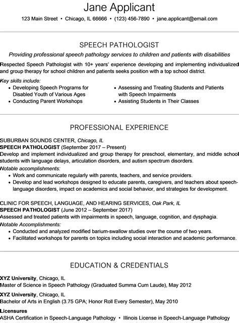 Speech Language Pathologist Resume Template