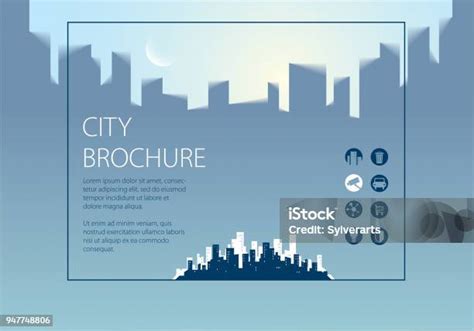 간단한 최소한의 도시 스카이 라인 여행 관광 가이드 책 수평 A 4 브로셔 전단지 커버 포스터 또는 가이드북 템플릿 벡터 현대