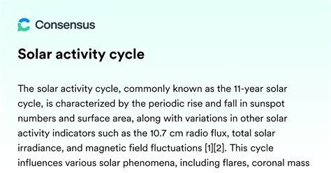 Solar Activity Cycle Consensus Academic Search Engine