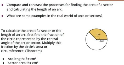 SOLVED Compare And Contrast The Processes For Finding The Area Of A Sector And Calculating The